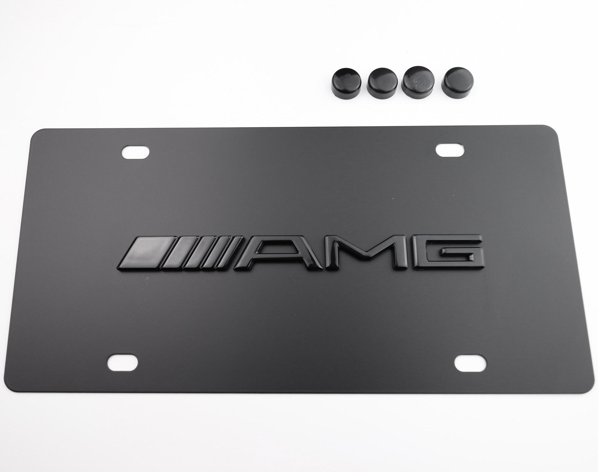 Mercedes Benz AMG License Plate: Black Stainless Steel With Caps - Etsy