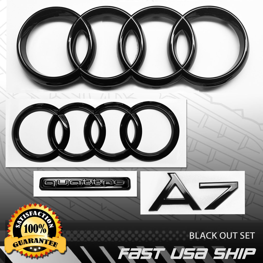 Audi A7 2012-2019 Quattro Front Rear Rings Emblem Badge Gloss Black Out ...