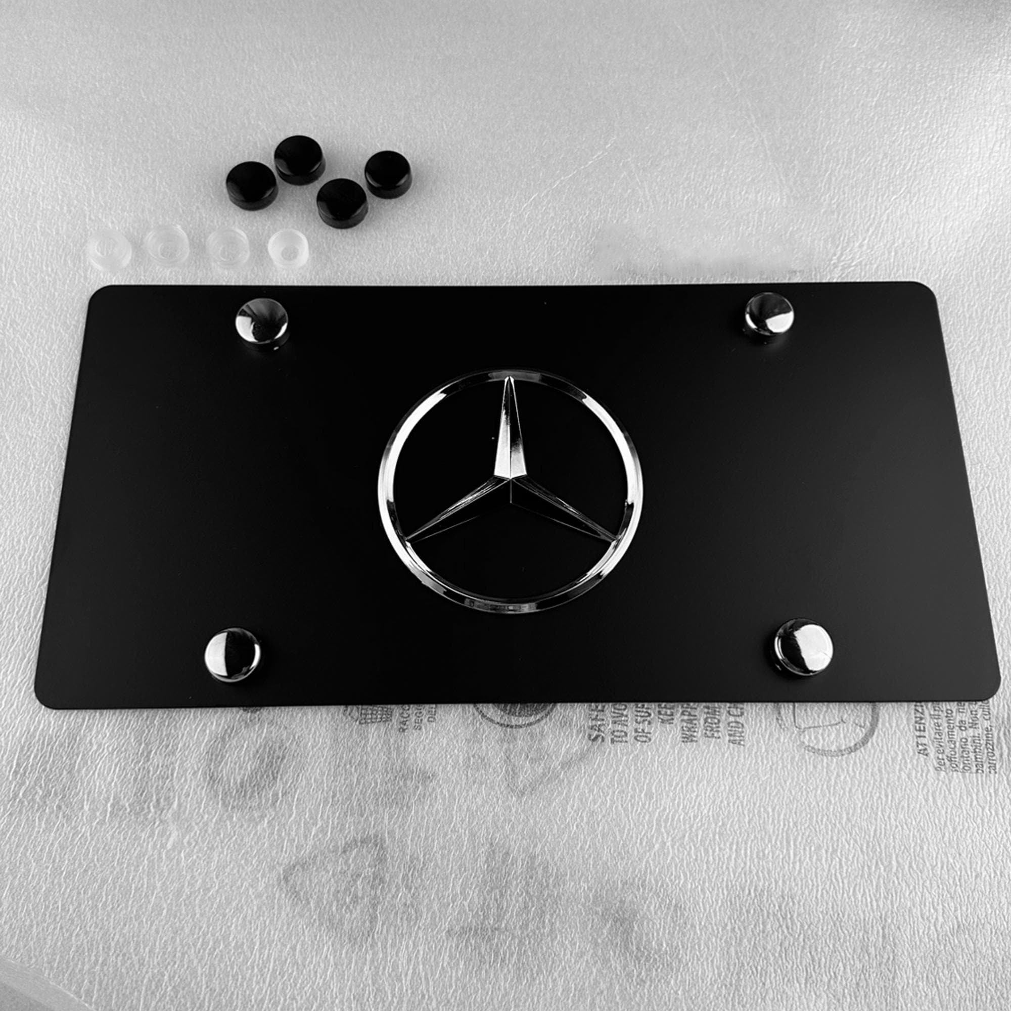3D Matte Black Stainless Steel License Plate With Caps Fits Mercedes ...