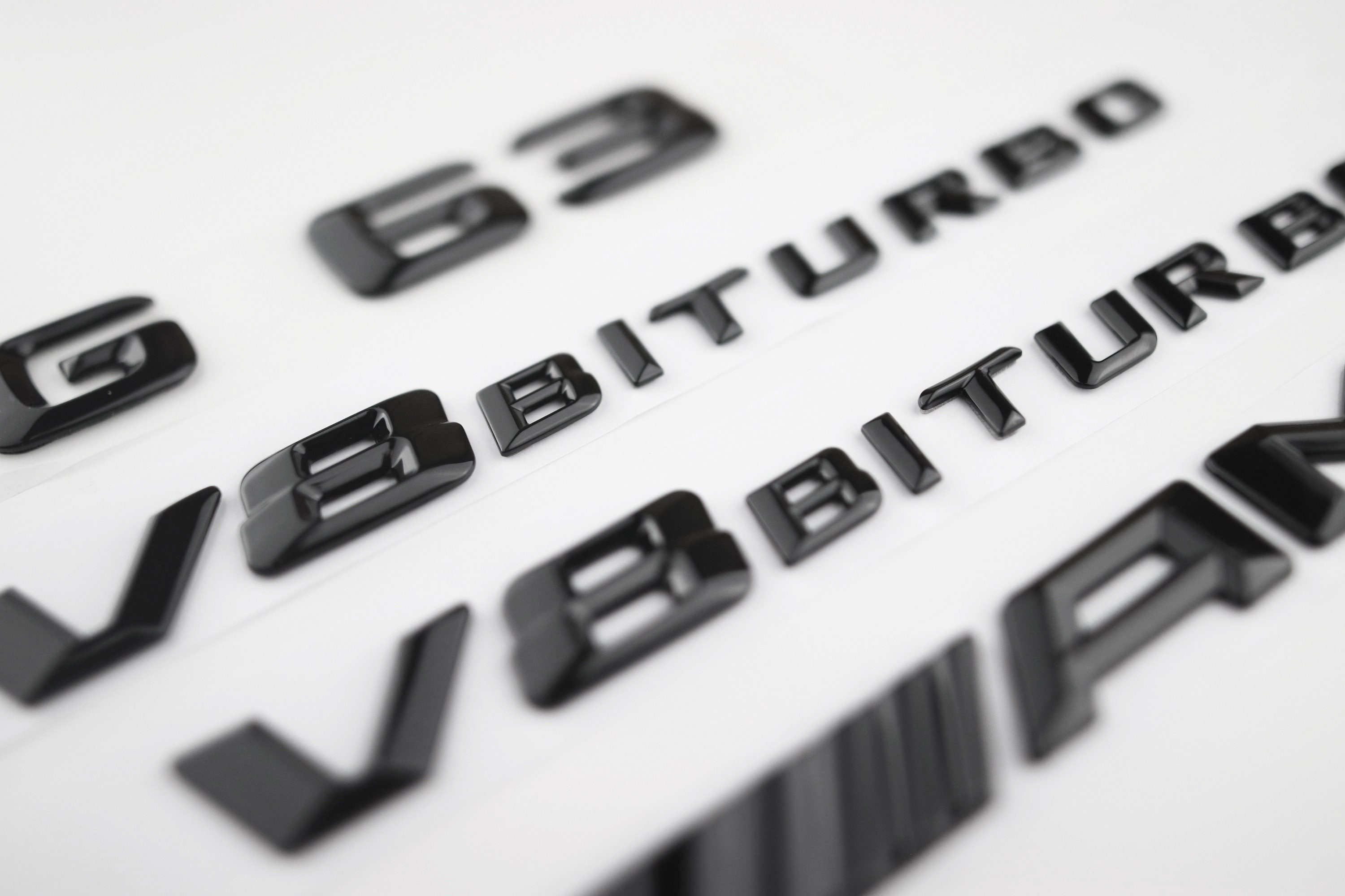 G63 AMG V8 Biturbo Badges - Gloss Black Emblems for Mercedes Benz G ...