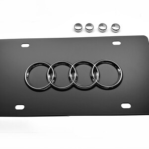 Audi 3D Black Stainless Steel License Plate With Black Caps Included ...