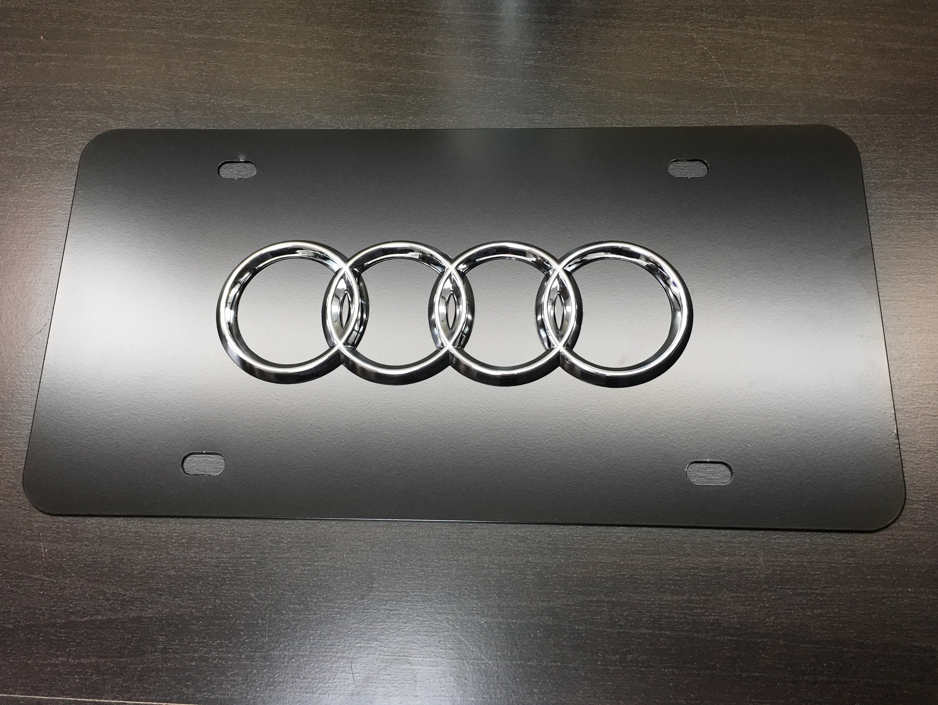 Audi 3D Black Stainless Steel License Plate With Black Caps Included ...