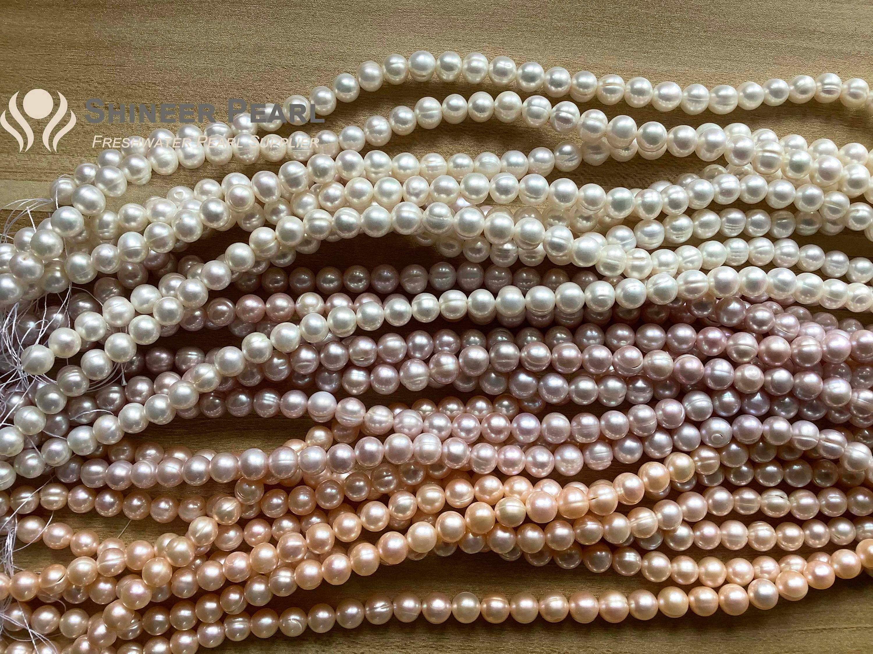 Aa9-10mm Ringed Pearls, Near Round, Potato Pearls, Natural White, DIY ...
