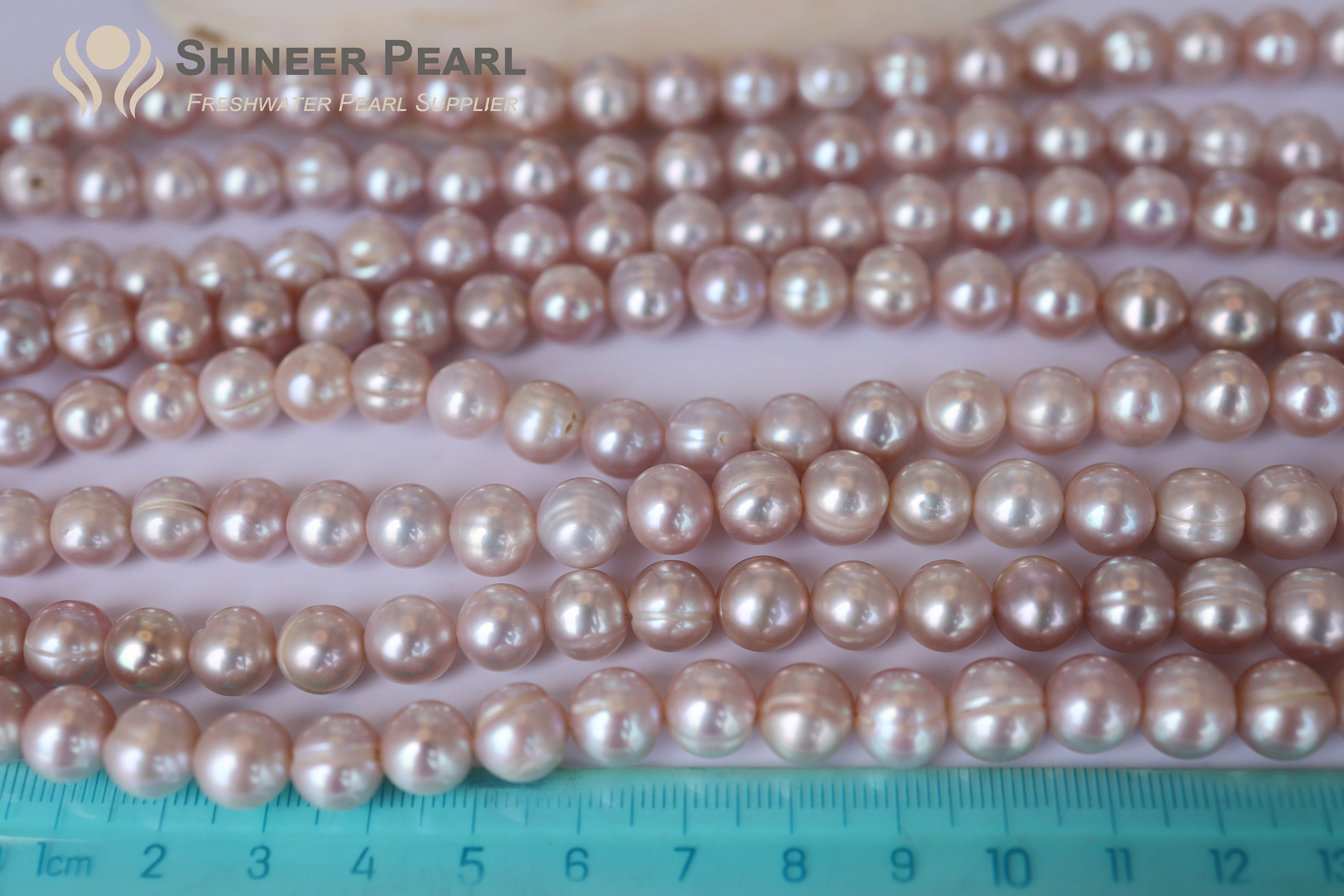 Aa9-10mm Ringed Pearls Near Round Potato Pearls, Natural Light Purple ...
