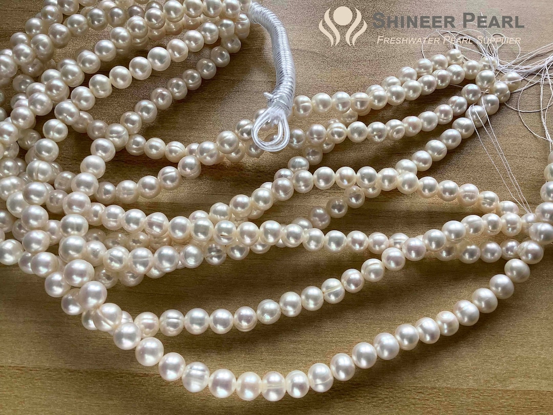 Aa9-10mm Ringed Pearls, Near Round, Potato Pearls, Natural White, DIY ...