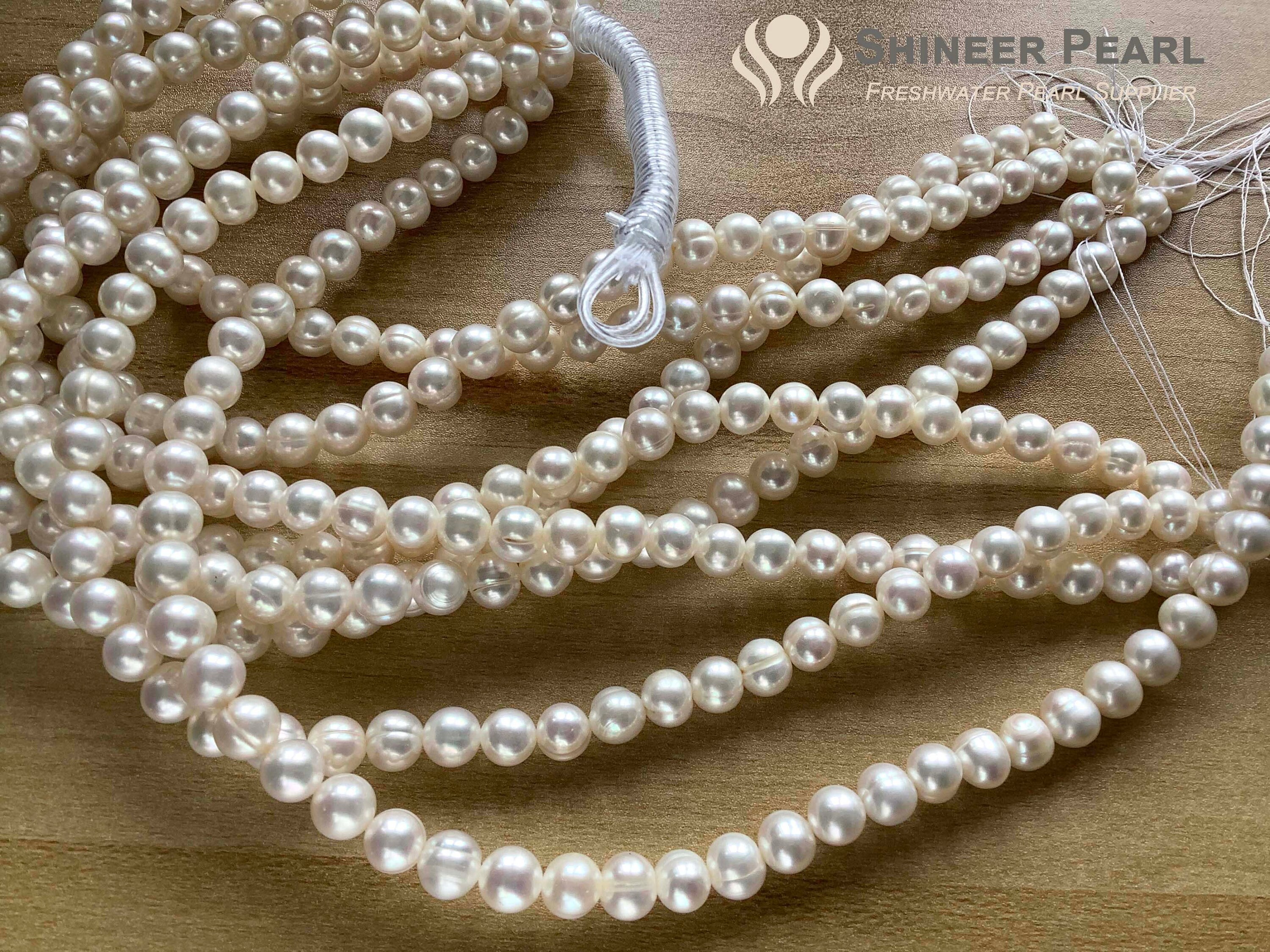 Aa9-10mm Ringed Pearls, Near Round, Potato Pearls, Natural White, DIY ...