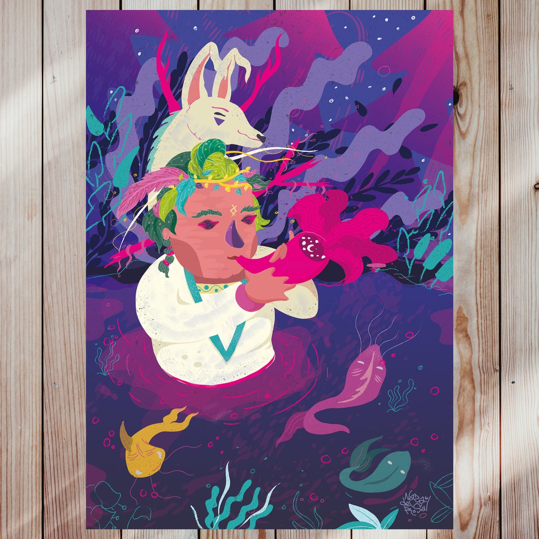 Inspiration | Shaman With Magical Flute and Deer Totem Animals | Rare ...
