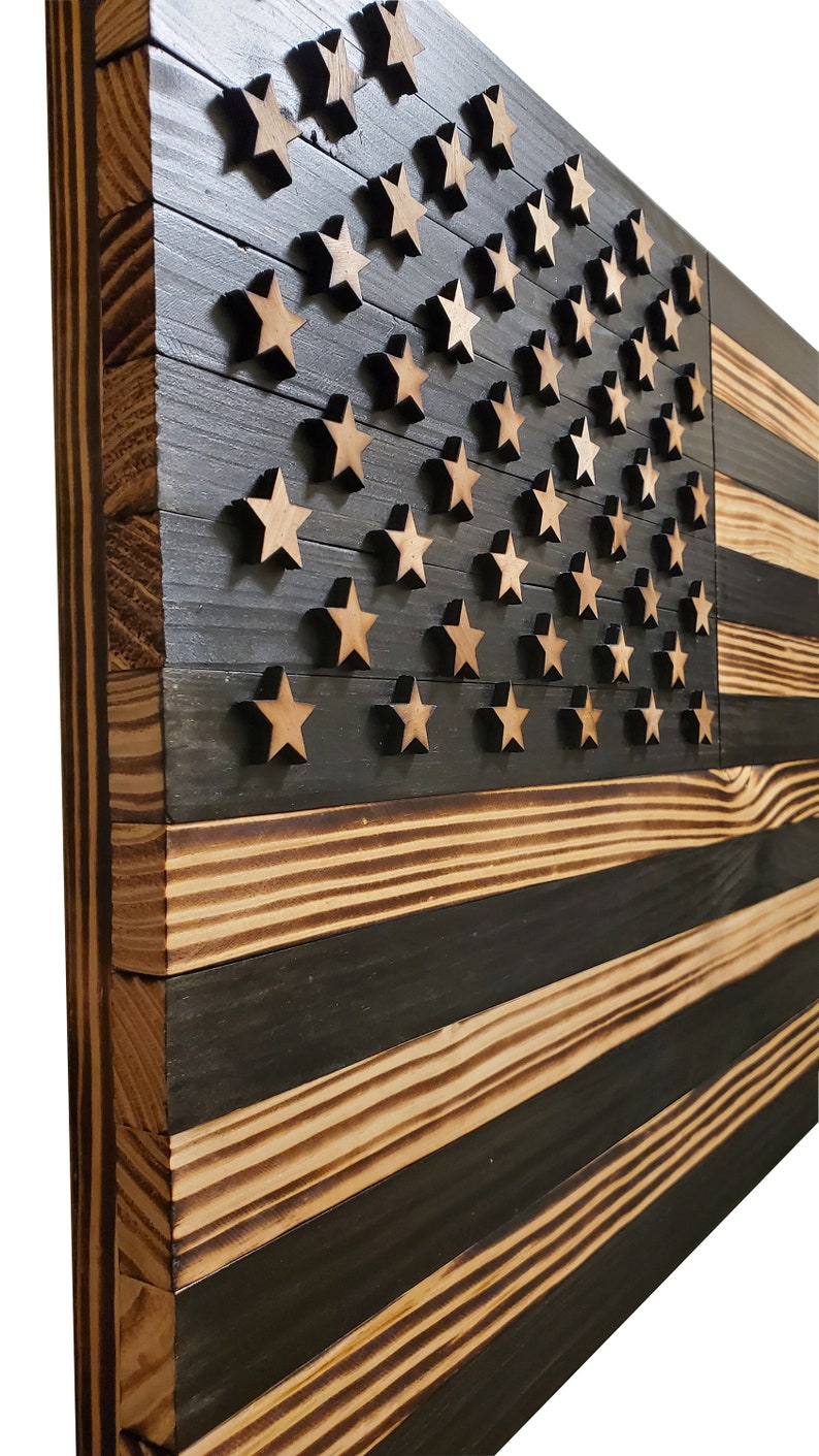 Subdued Black and Natural Pine American Flag With Neutral | Etsy