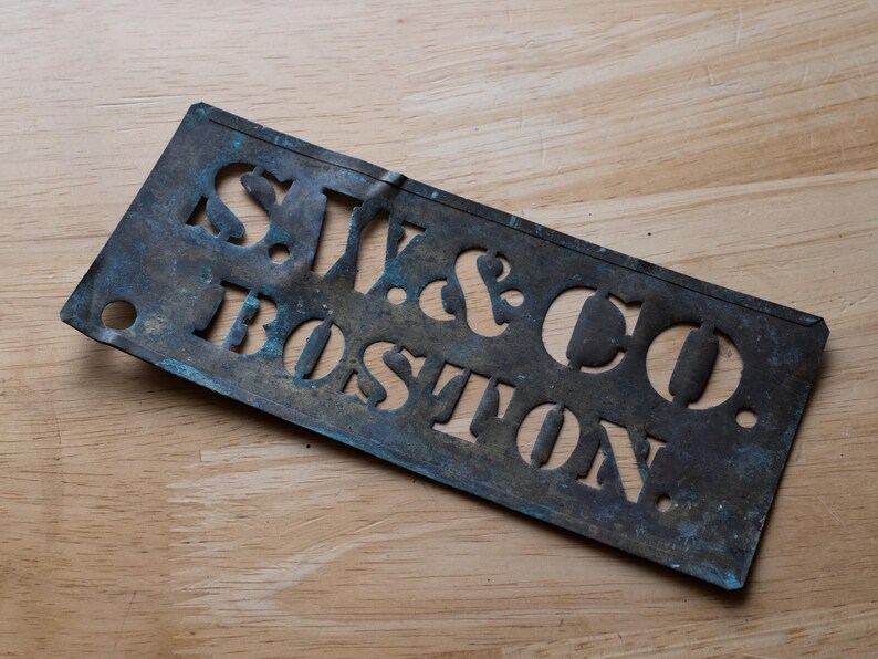 Vintage Metal Stencil From Defunct Boston Business Antique Industrial ...