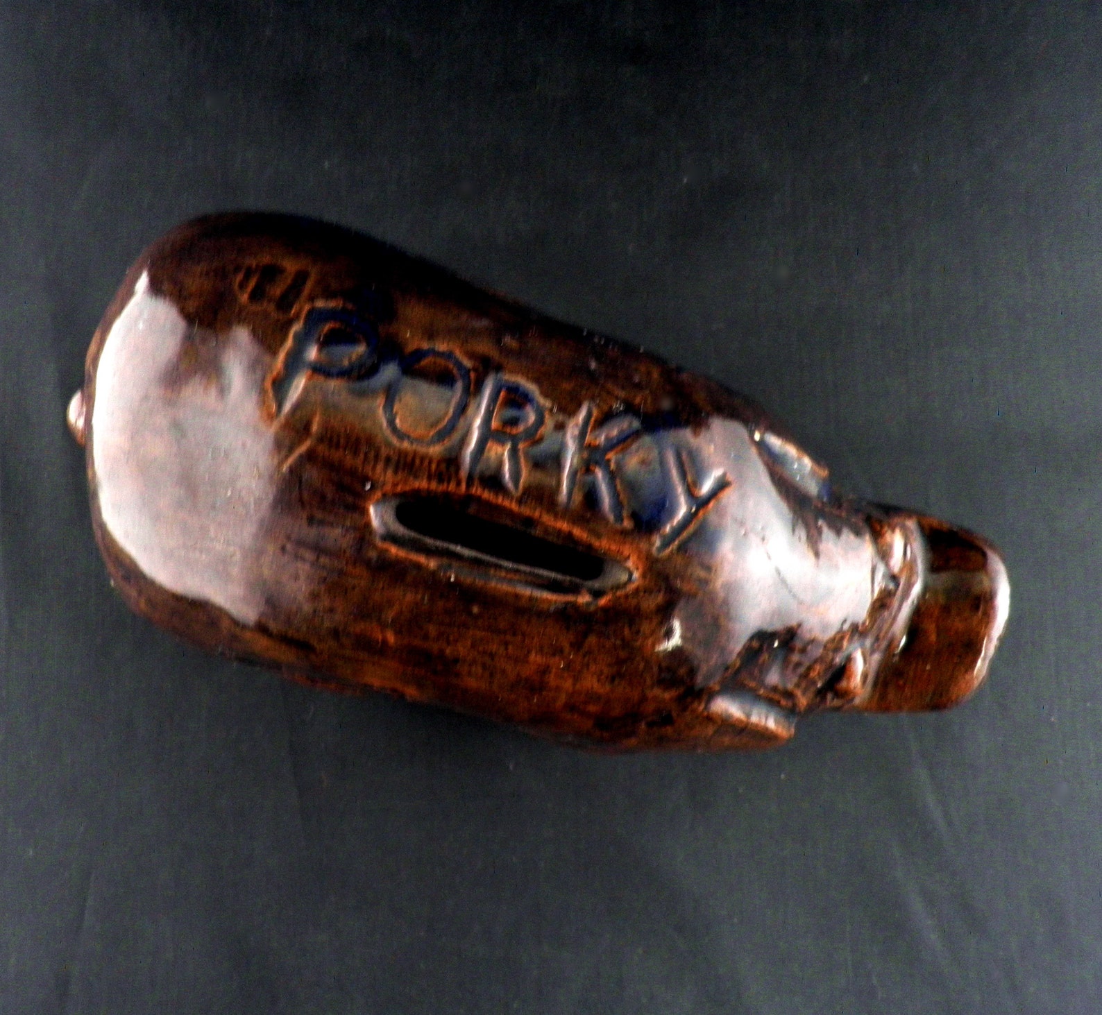 1960s Dark Brown Hand Glazed Studio Art Ceramic Porky Pig Money Box ...