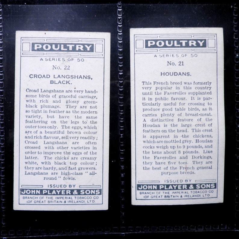Poultry Cigarette Cards by John Player Set of 50 Issued in 1931 Nature ...