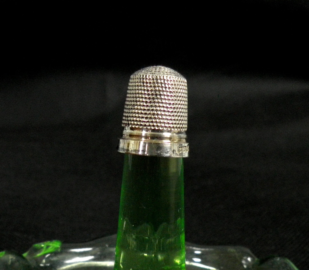 1970s Tiny Solid Sterling Silver Thimble With Chain Motif Size 12 Child ...