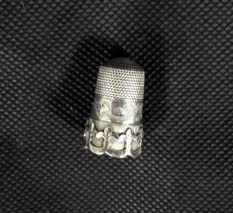 1920s Solid Sterling Silver Thimble With Chain Anchor and Dragon Motif ...