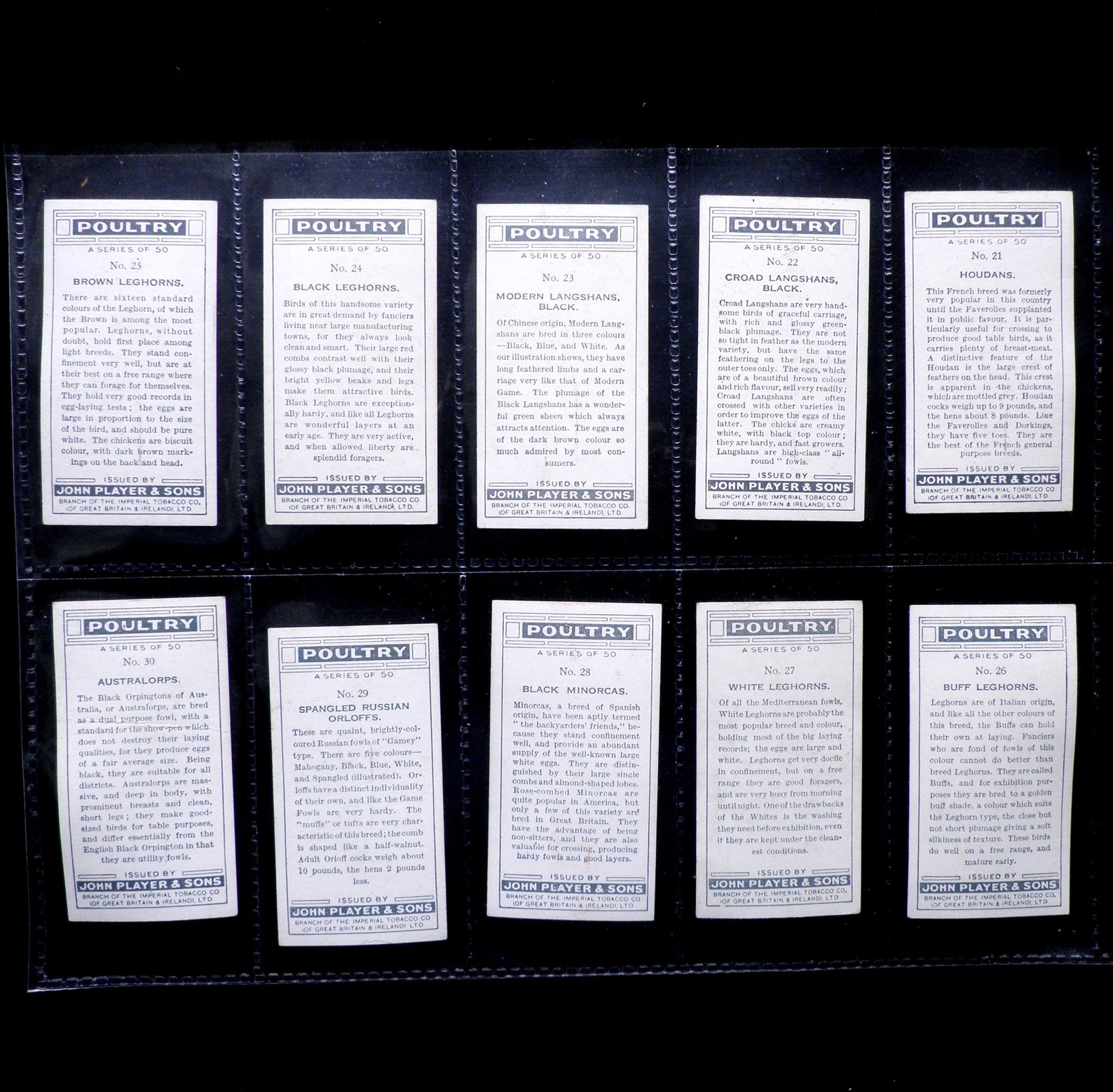 Poultry Cigarette Cards by John Player Set of 50 Issued in 1931 Nature ...