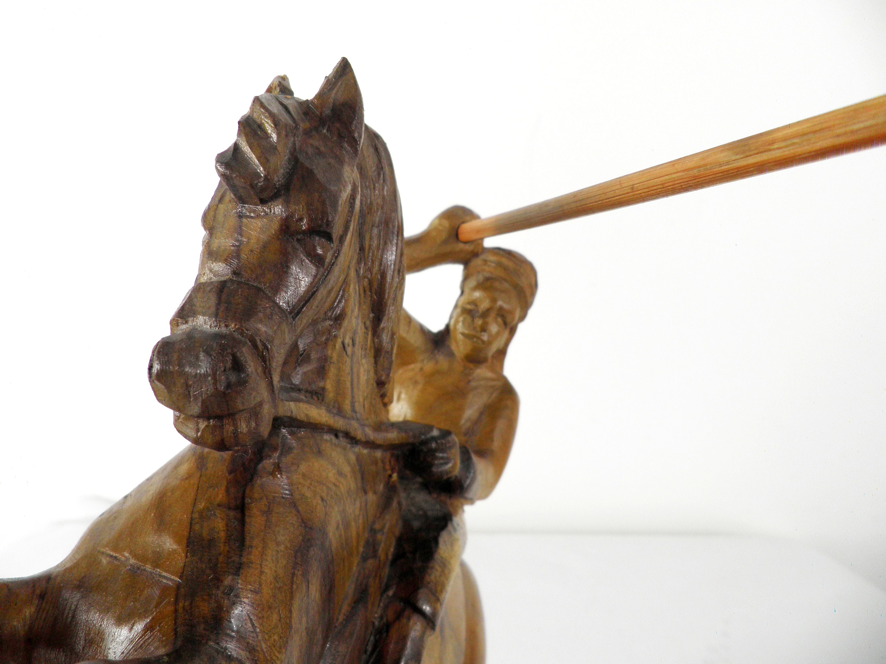1970s Beautiful Hand Carved Wooden Horse and Rider Size 27 X - Etsy
