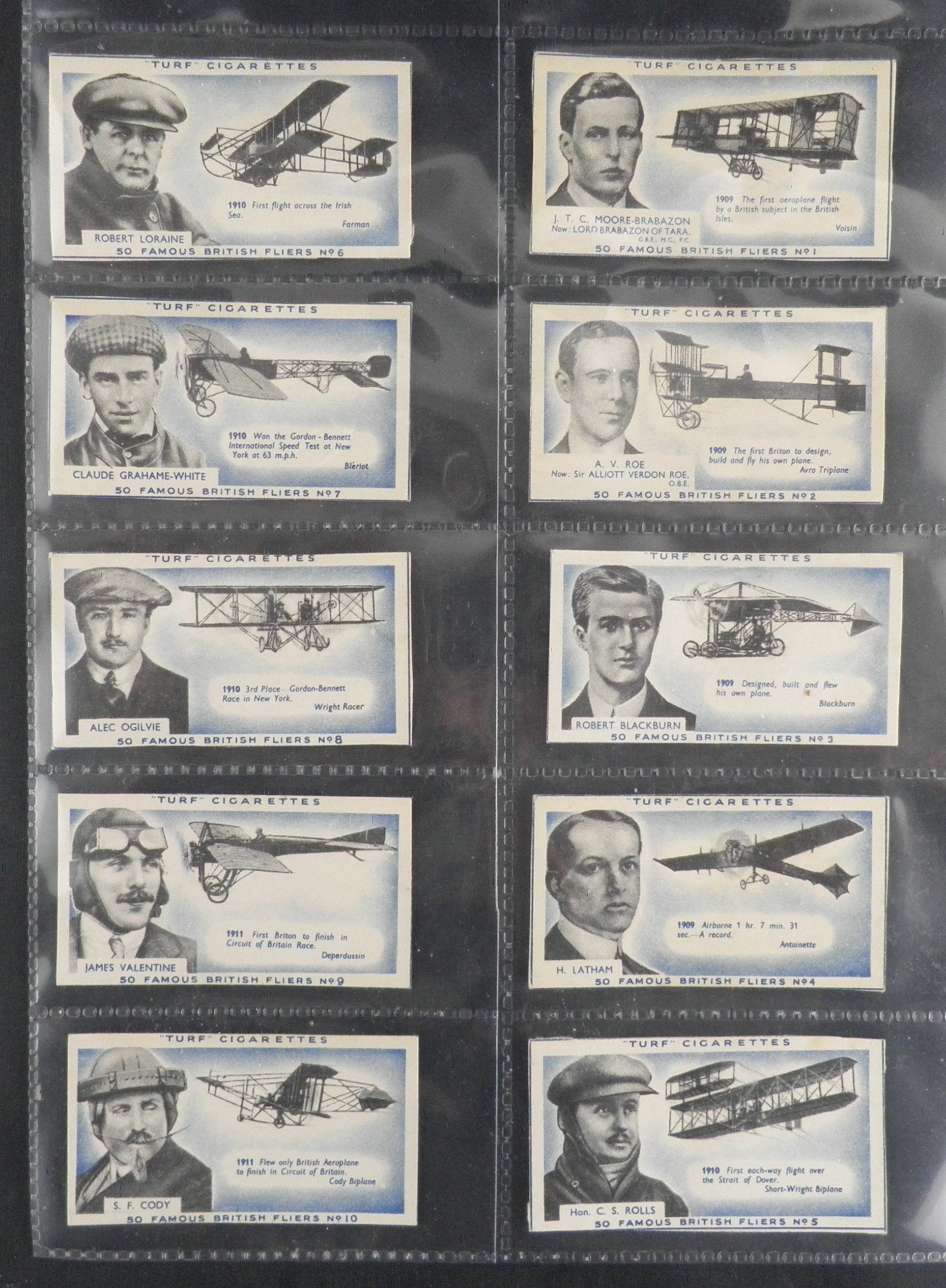 Famous British Fliers Cigarette Cards by Carreras ( Turf ) Set of 50 ...