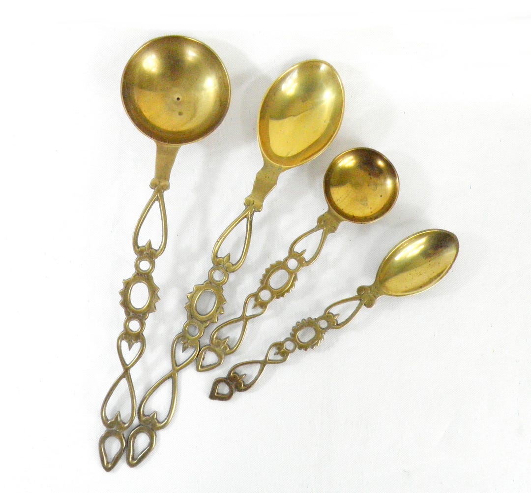 1960s Rare 2 Pairs Solid Brass His and Hers Indian Love Spoons Size ...