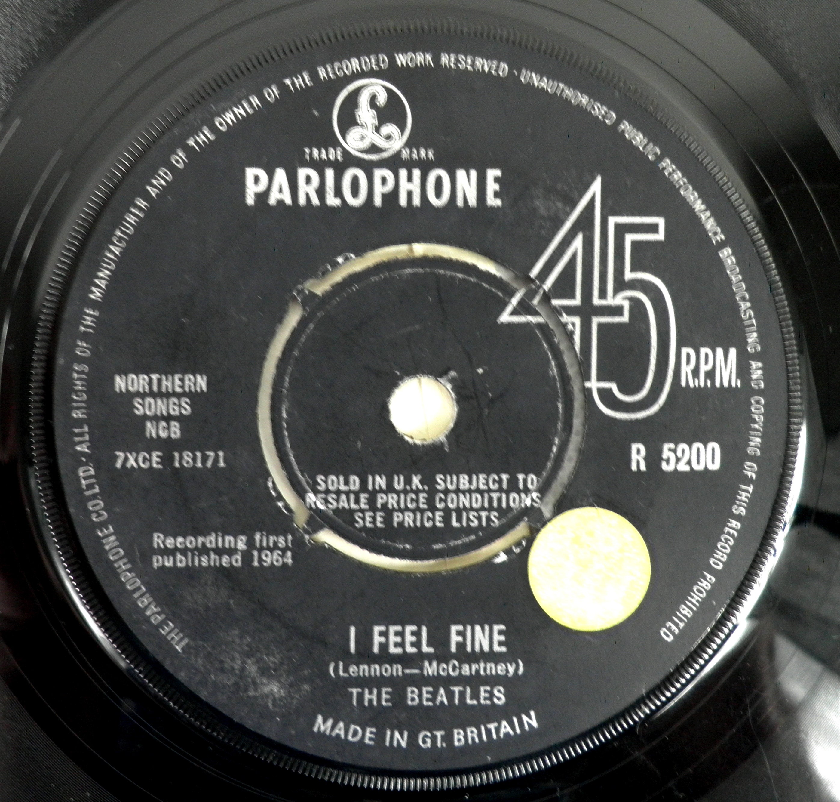 1964 I Feel Fine / She's a Woman 45 Rpm Single by the Beatles ...