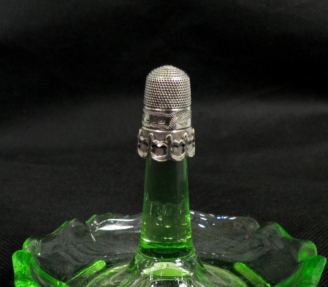 1920s Solid Sterling Silver Thimble With Chain Anchor and Dragon Motif ...