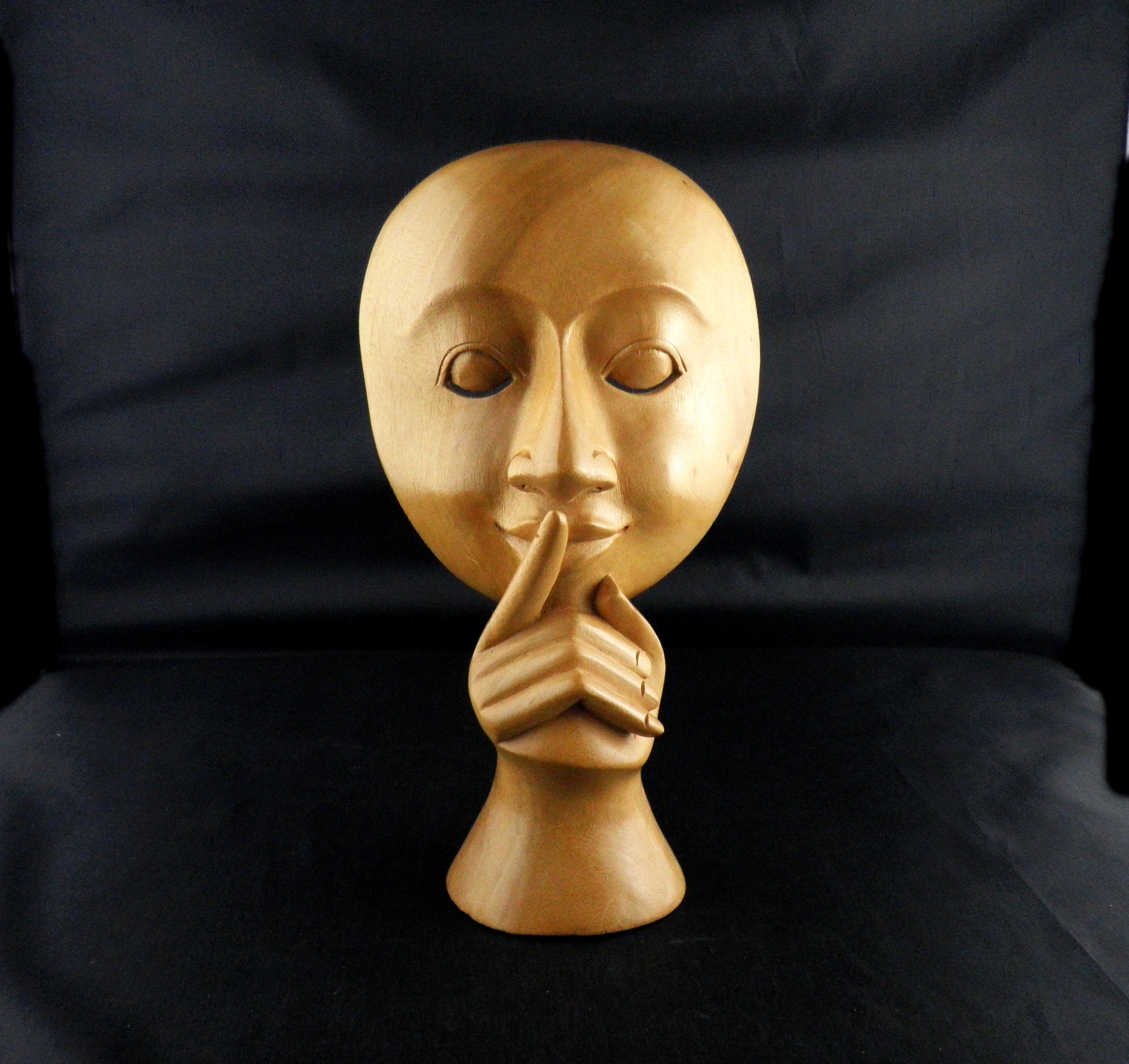 1970s Light Brown Hand Carved Wooden Secret Whisper Mask | Etsy