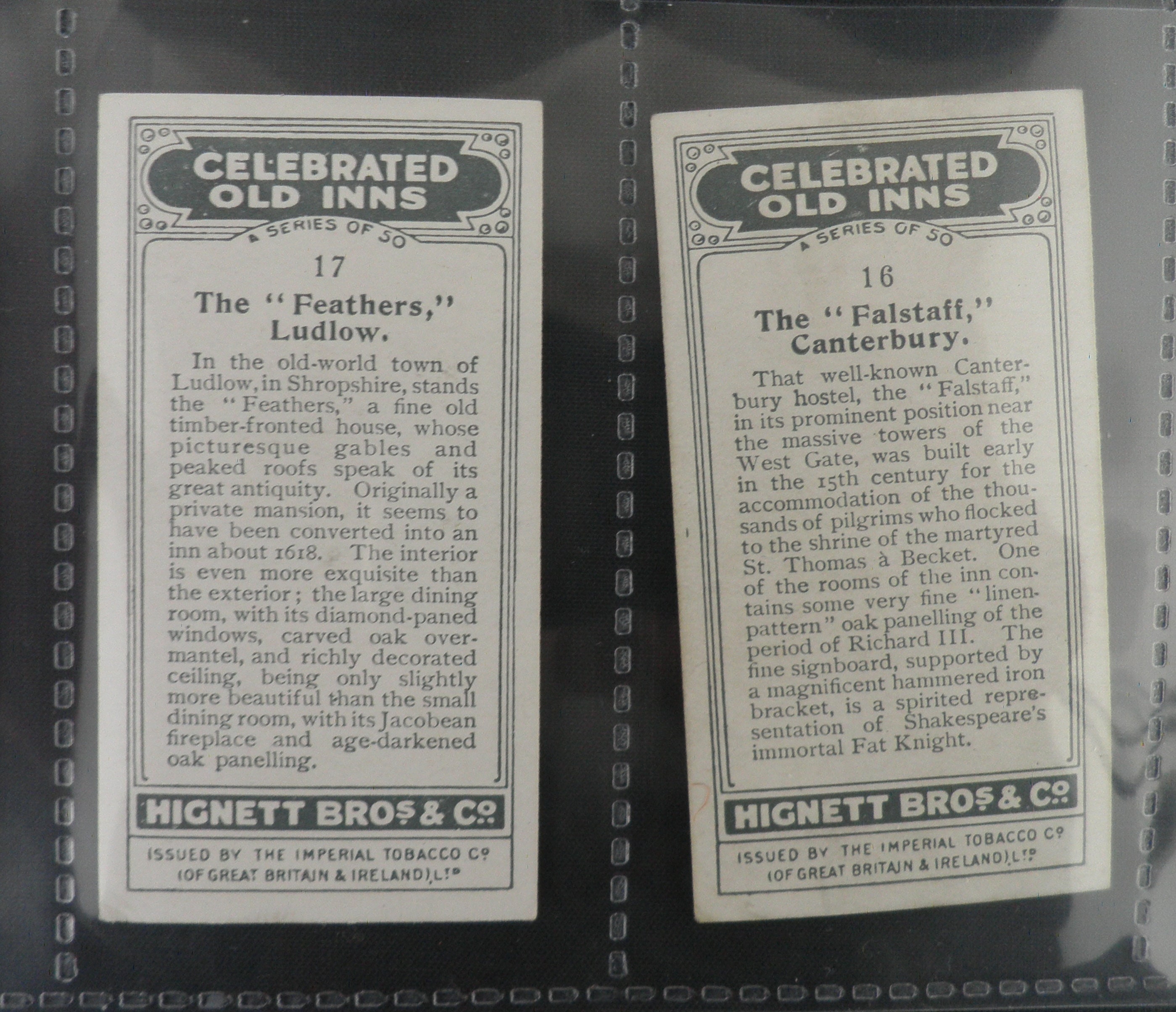 Celebrated Old Inns Cigarette Cards by Hignetts Cigarettes Set of 50 ...