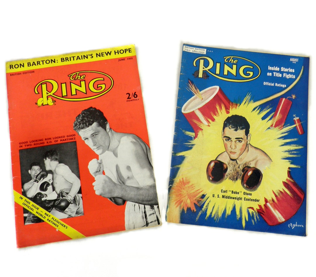 1950s 2 Copies of the Ring 1953 / 1955 Size 20 X 28.5 Cm Sport Boxing ...