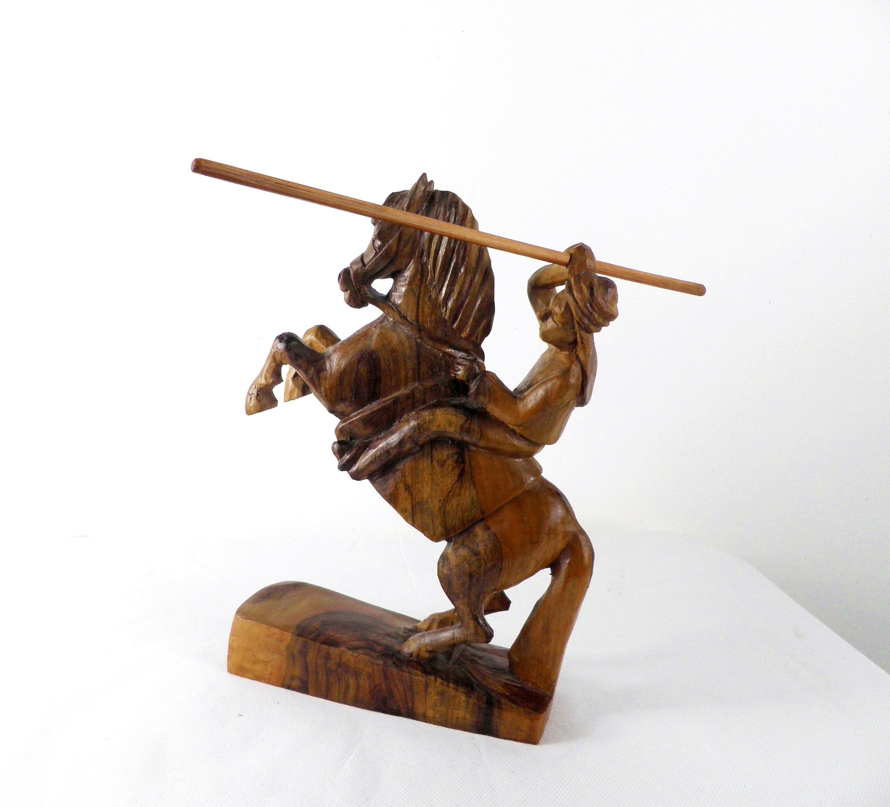 1970s Beautiful Hand Carved Wooden Horse and Rider Size 27 X - Etsy