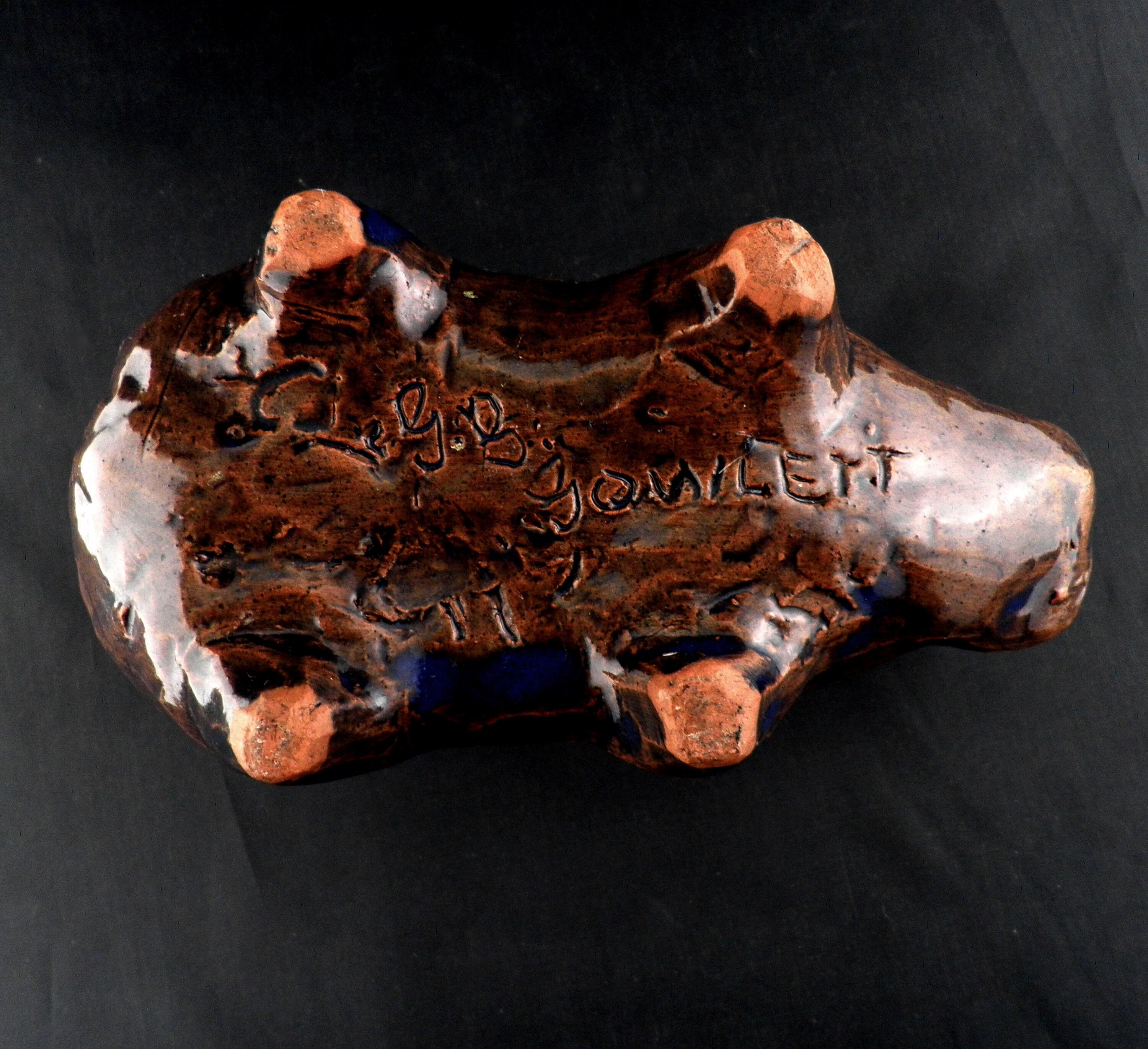 1960s Dark Brown Hand Glazed Studio Art Ceramic Porky Pig Money Box ...