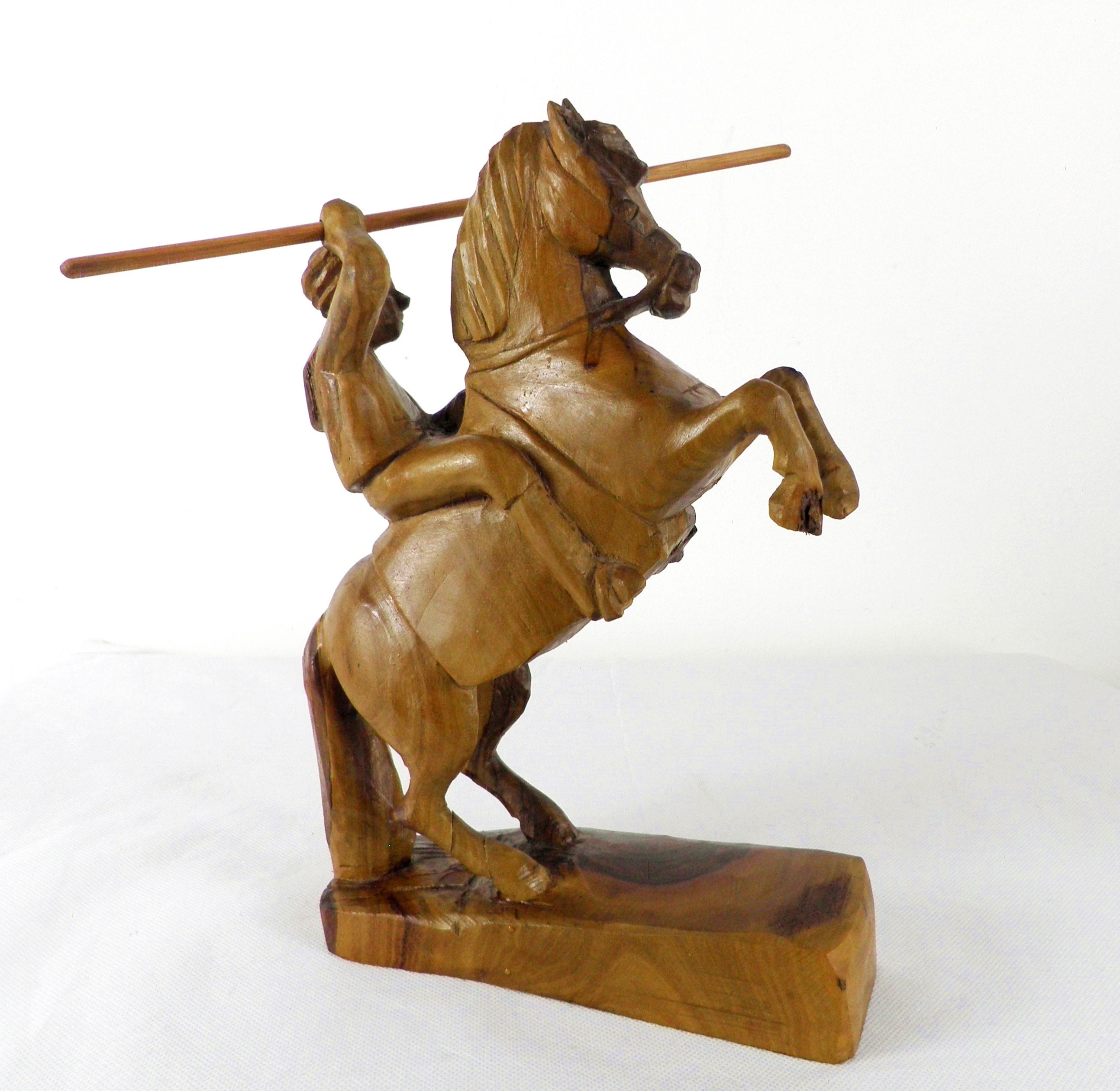 1970s Beautiful Hand Carved Wooden Horse and Rider Size 27 X - Etsy