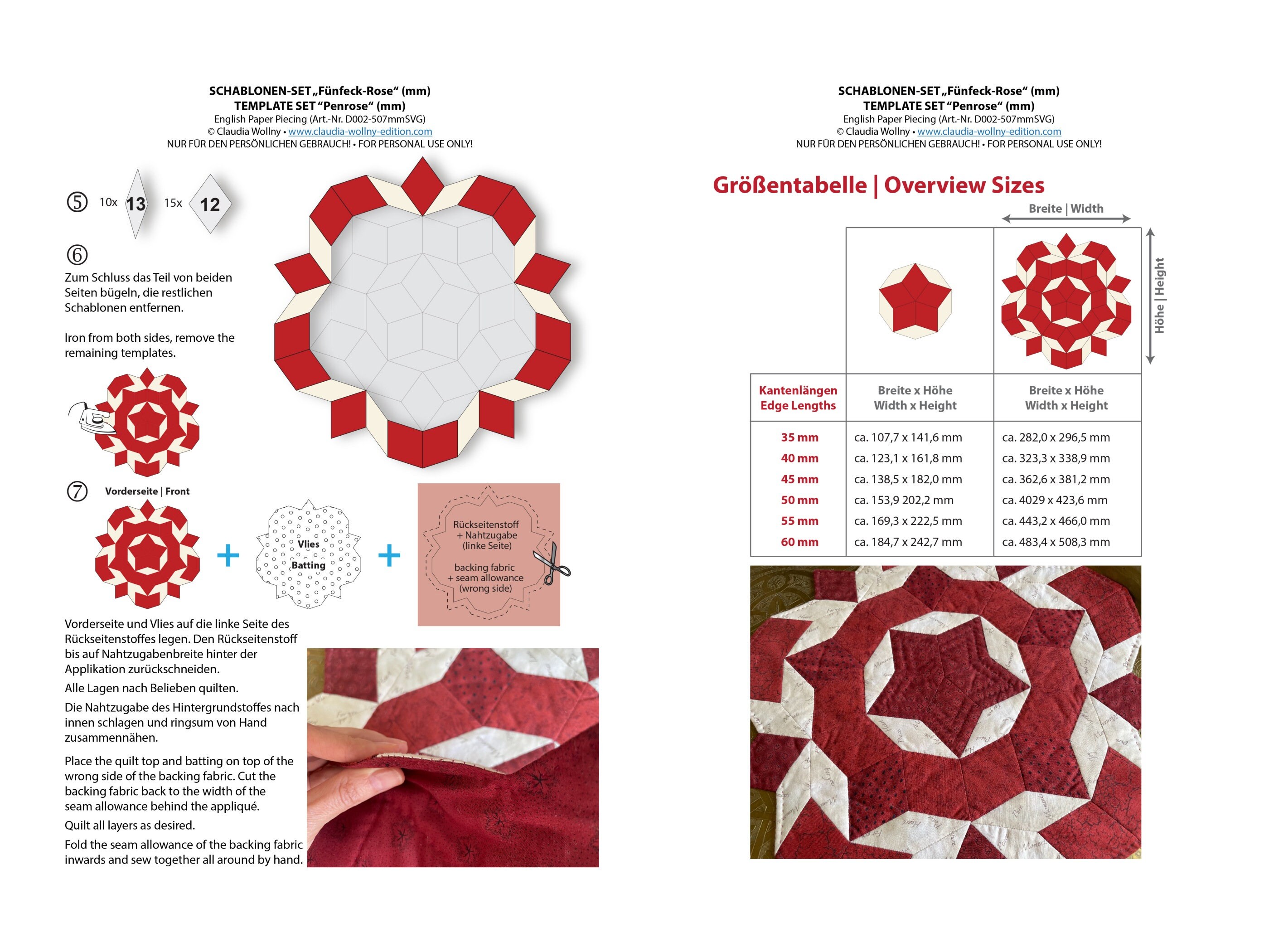 Pentagonal Rose / Penrose mm Deutsch Paper Piecing - Etsy