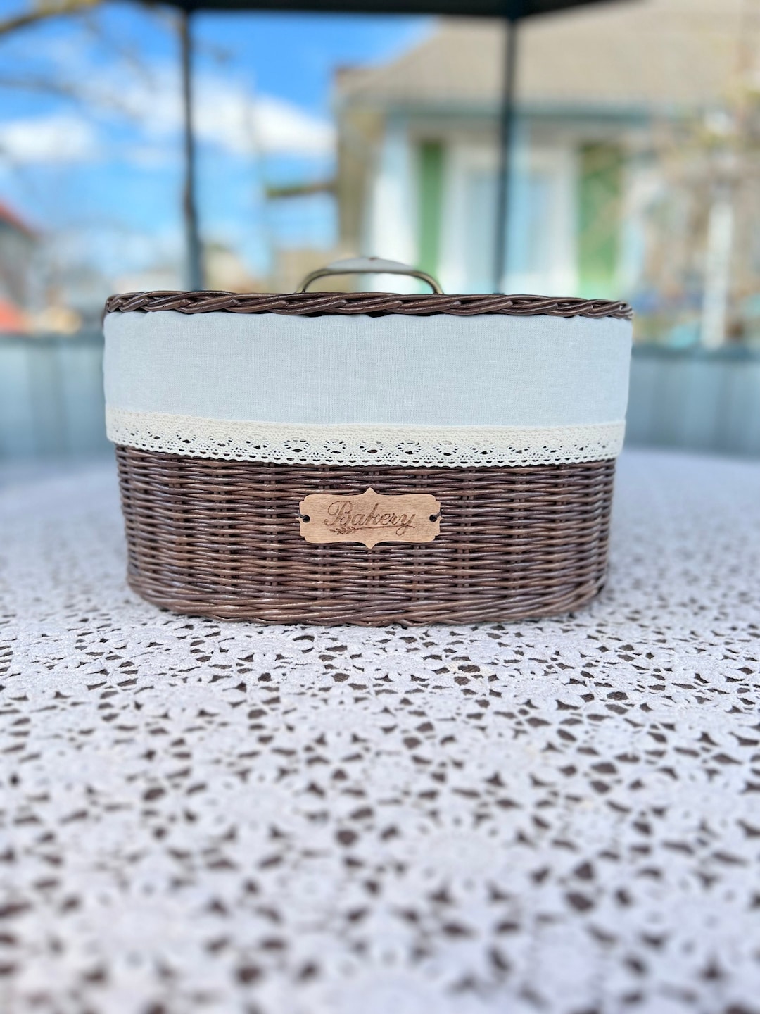 Rustic Bread Box for Kitchen Countertop, Bread Storage Basket With ...