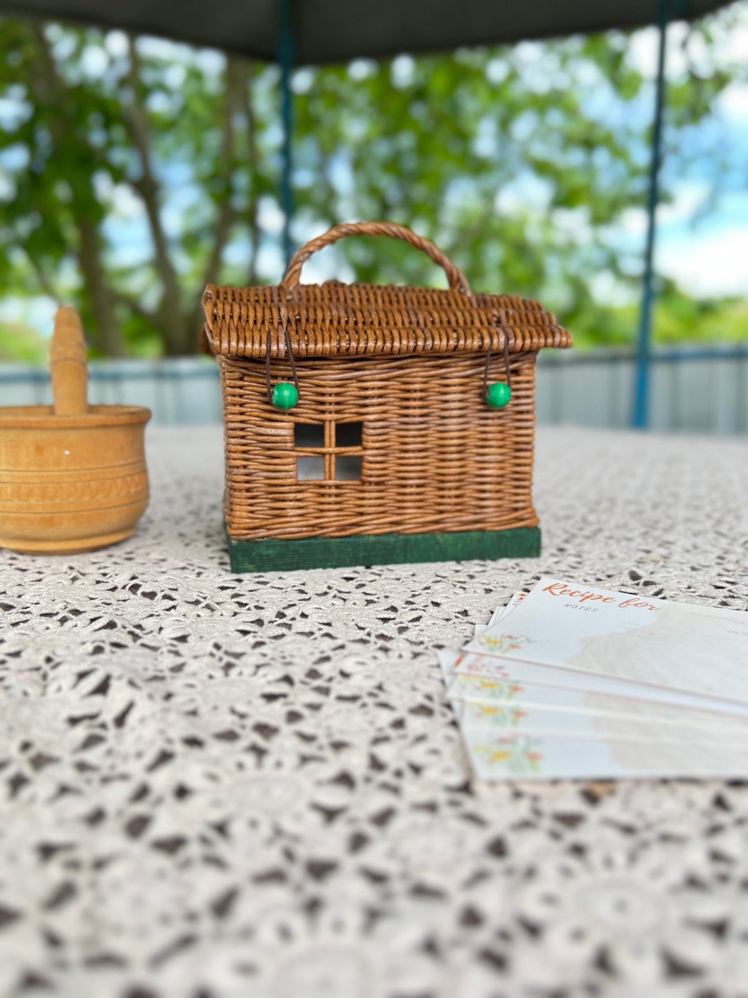 Rustic Wicker House Recipe Box 4x6, House Basket, Family Recipe Card ...