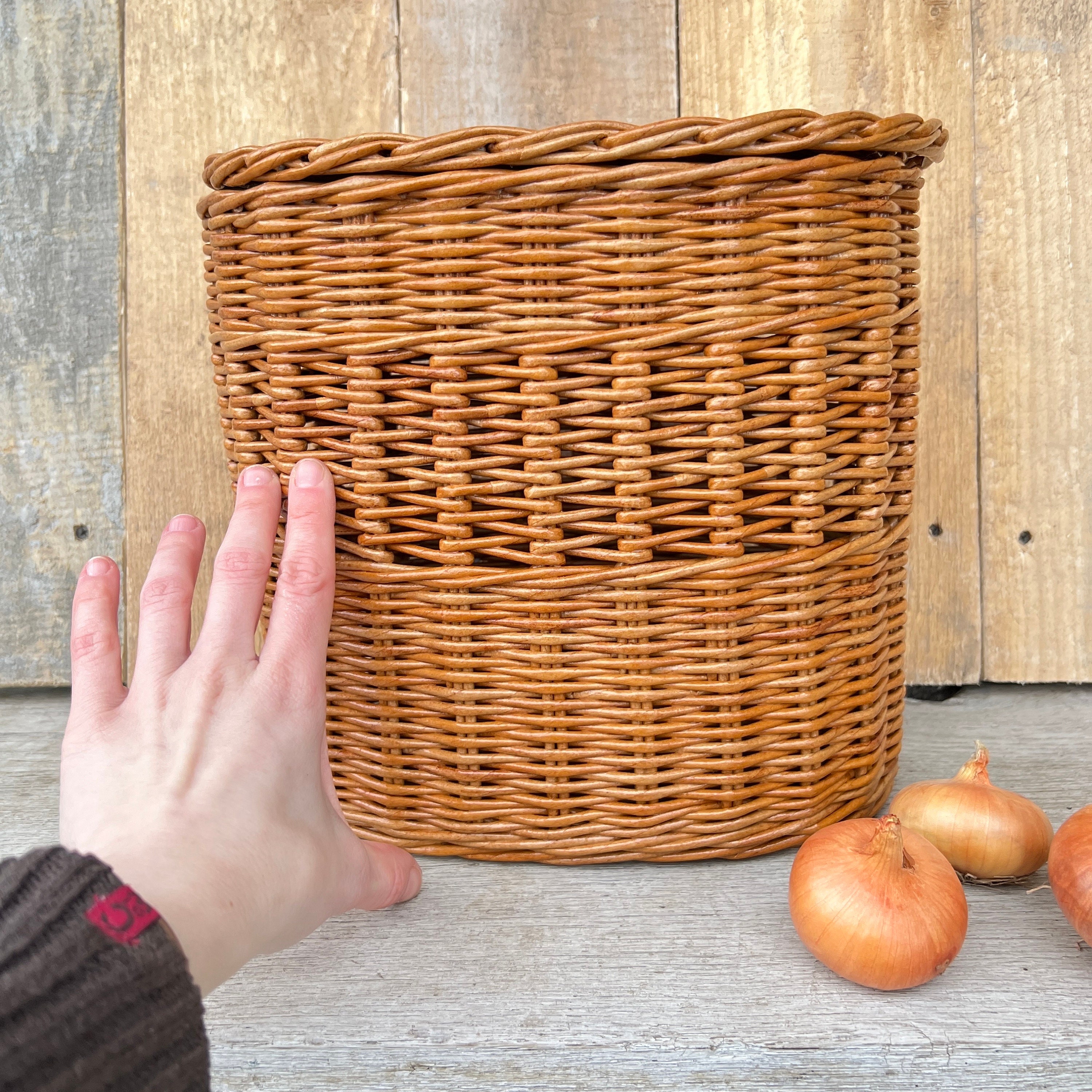 Potato and Onion Bin, Wicker Storage Basket Basket With Lid, Vegetable ...