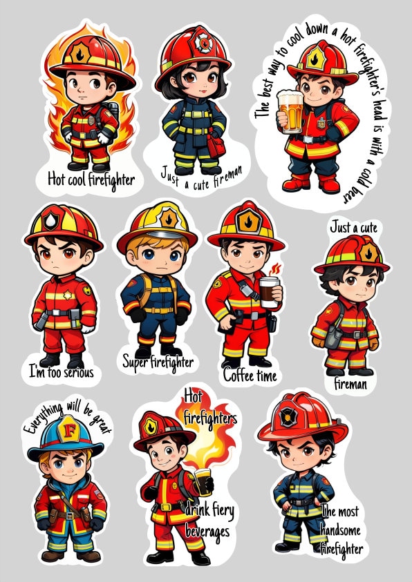 Firefighter Sticker, Funny Firefighter Sticker, Cute Emergency Services ...