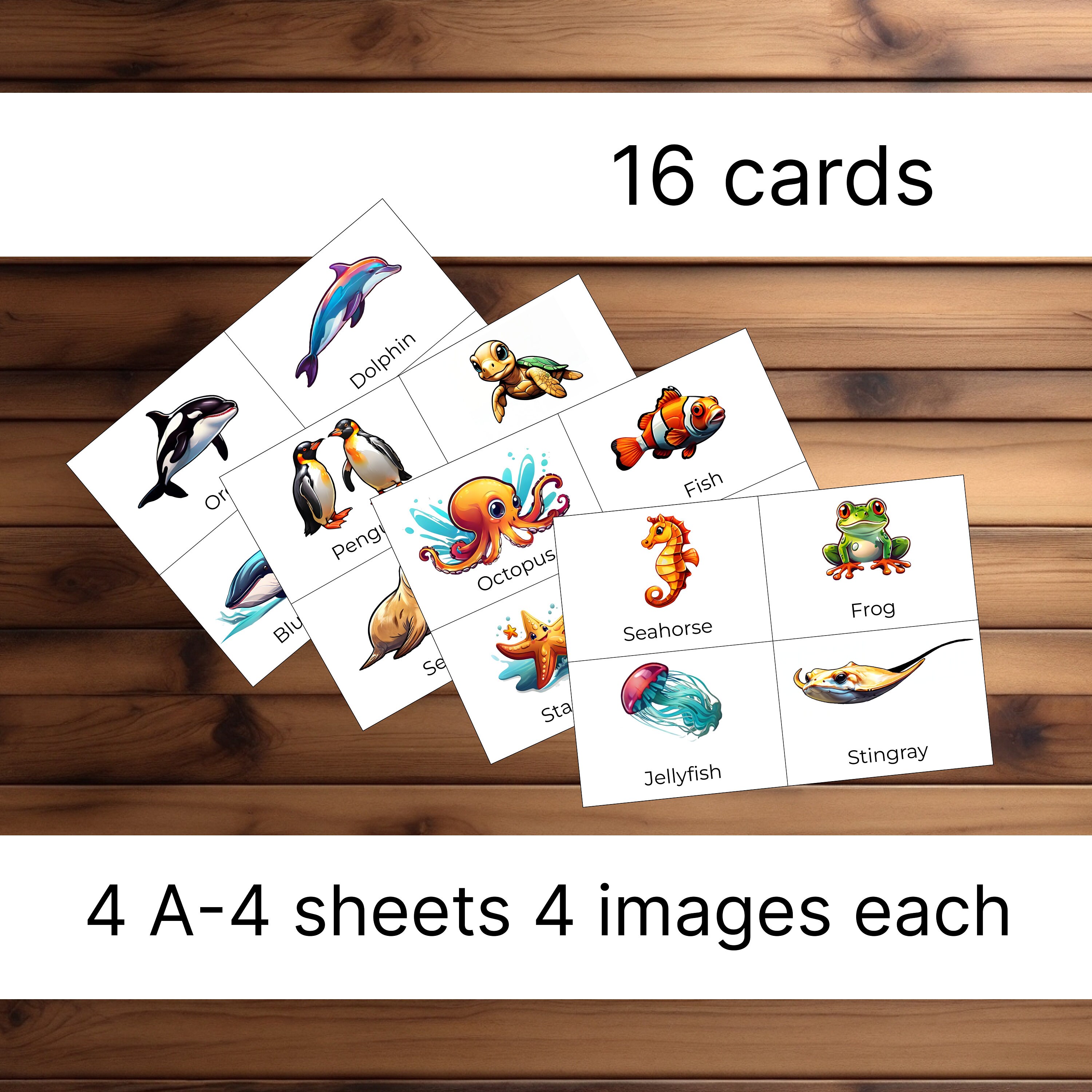 Cute Under the Sea Animals Flashcards | Marine Inhabitants A-4 | Ocean ...