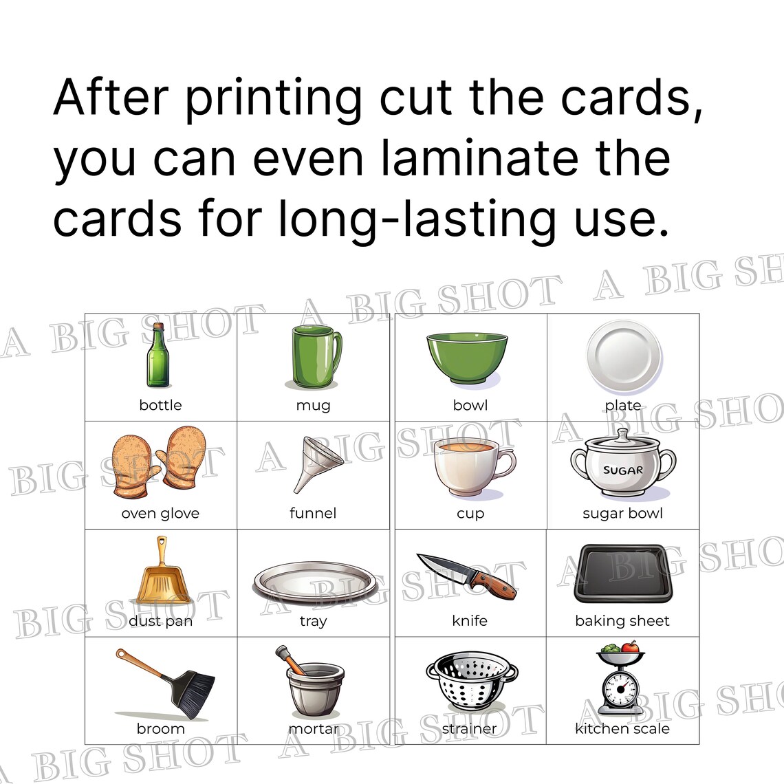 Kitchen Flashcards for Kids | Cookware Educational Cards | Kitchen ...