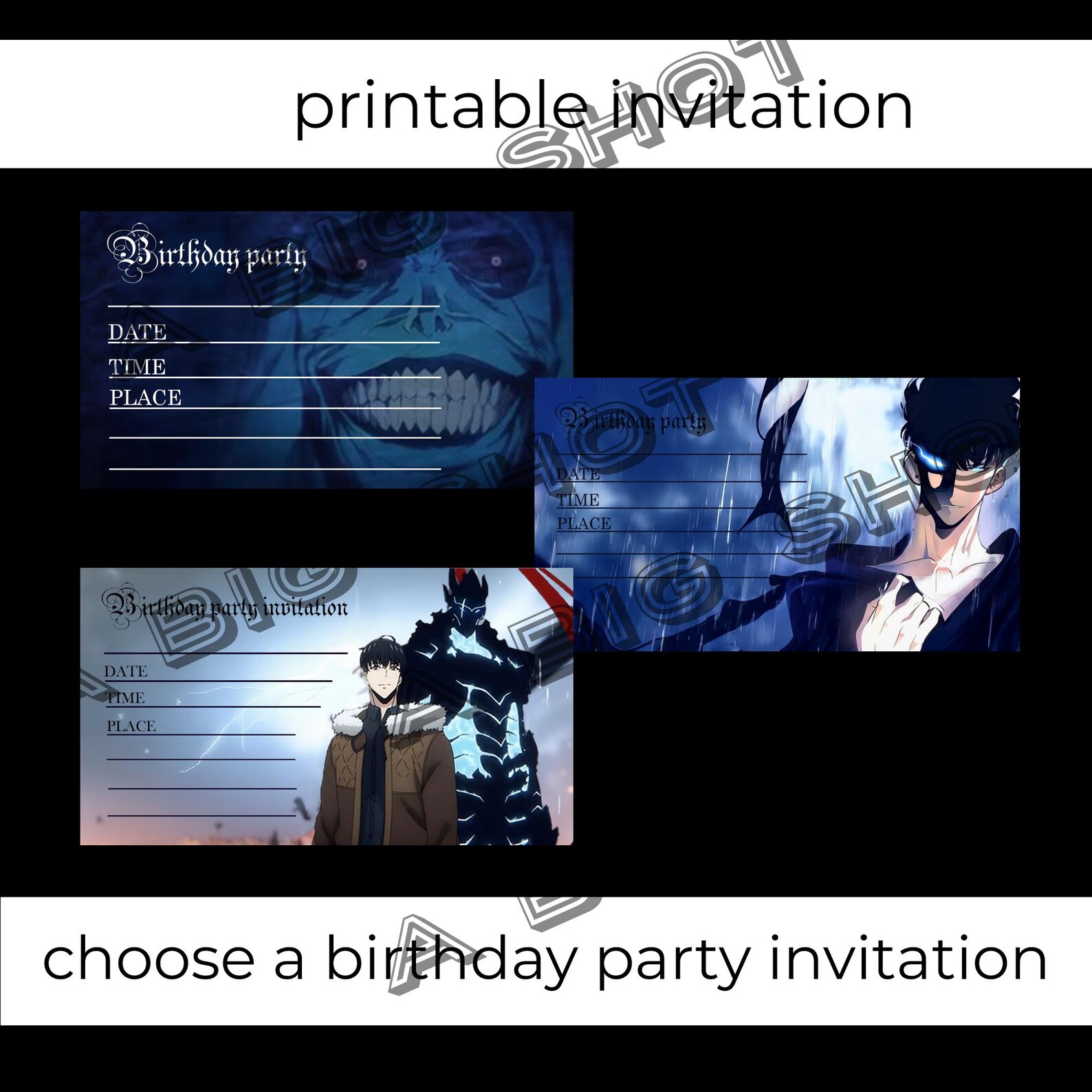 Solo Leveling Anime Invitation | Manga-inspired Digital Party Invite ...