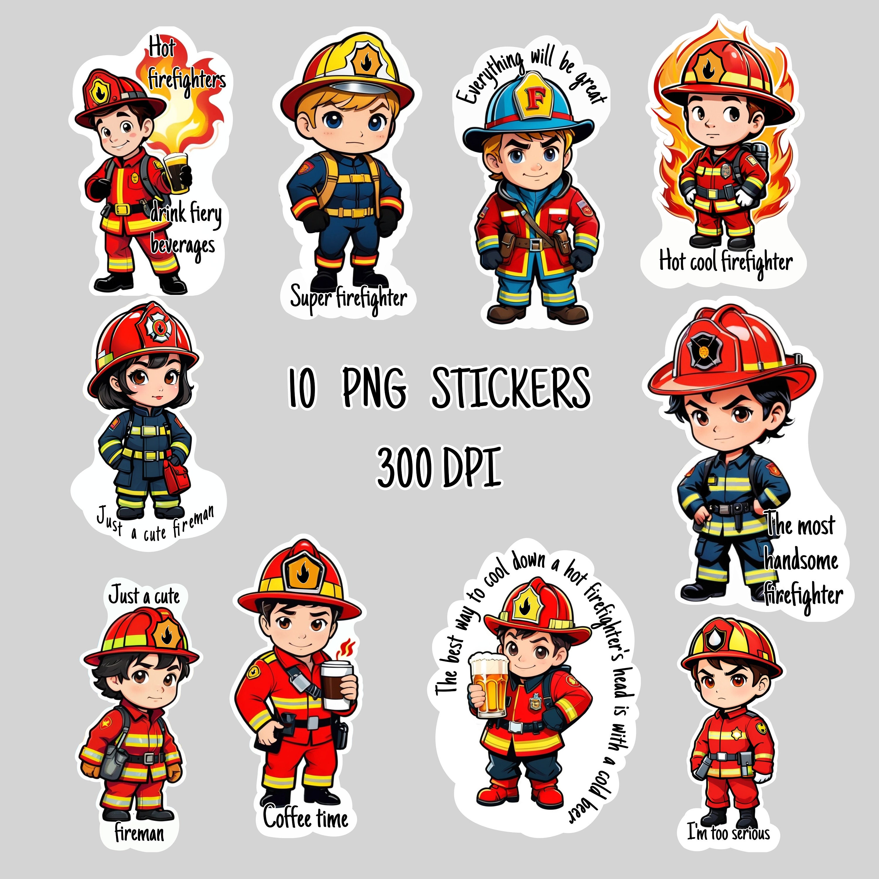 Firefighter Sticker, Funny Firefighter Sticker, Cute Emergency Services ...