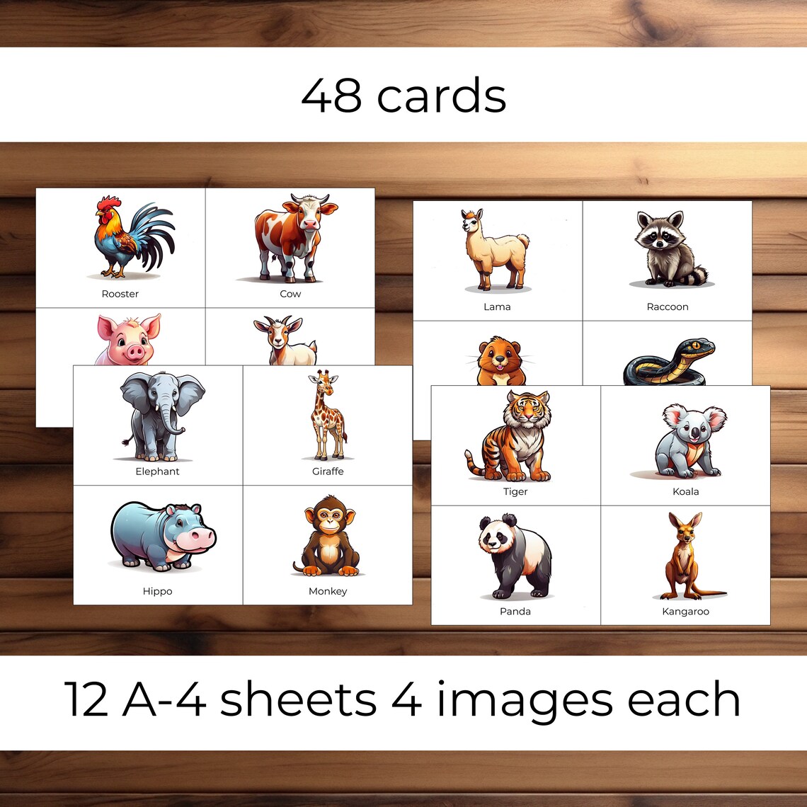 48 Printable Animal Flash Cards for Kids – Nature Learning Cards ...