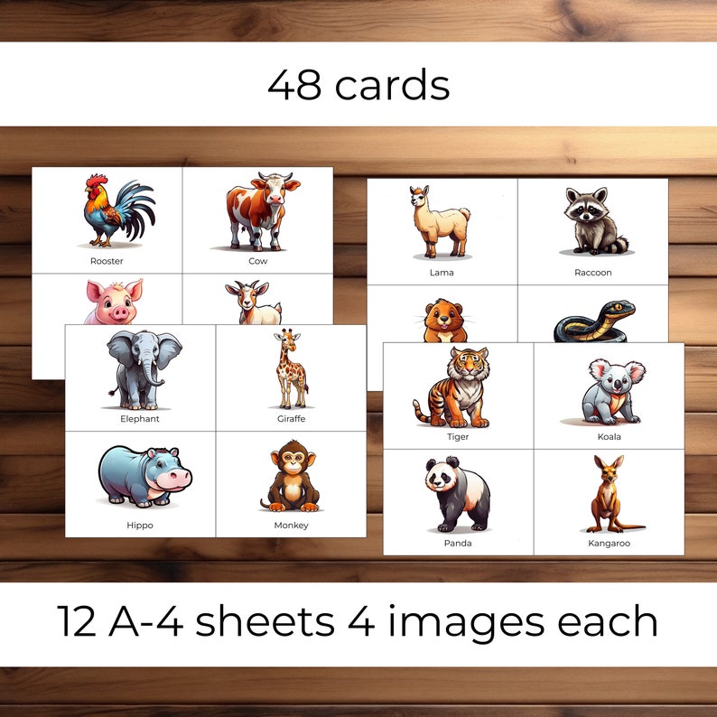 48 Printable Animal Flash Cards for Kids – Nature Learning Cards ...