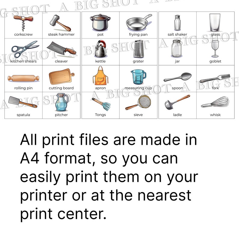 Kitchen Flashcards for Kids | Cookware Educational Cards | Kitchen ...