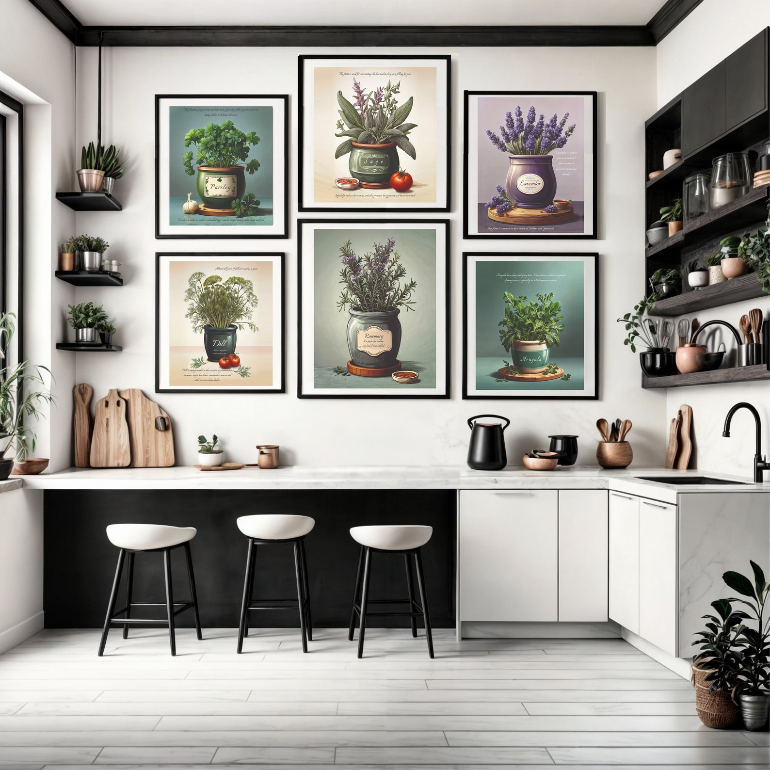 Spices in a Pot Wall Art, Kitchen Printing, Vintage Kitchen Decor, File ...