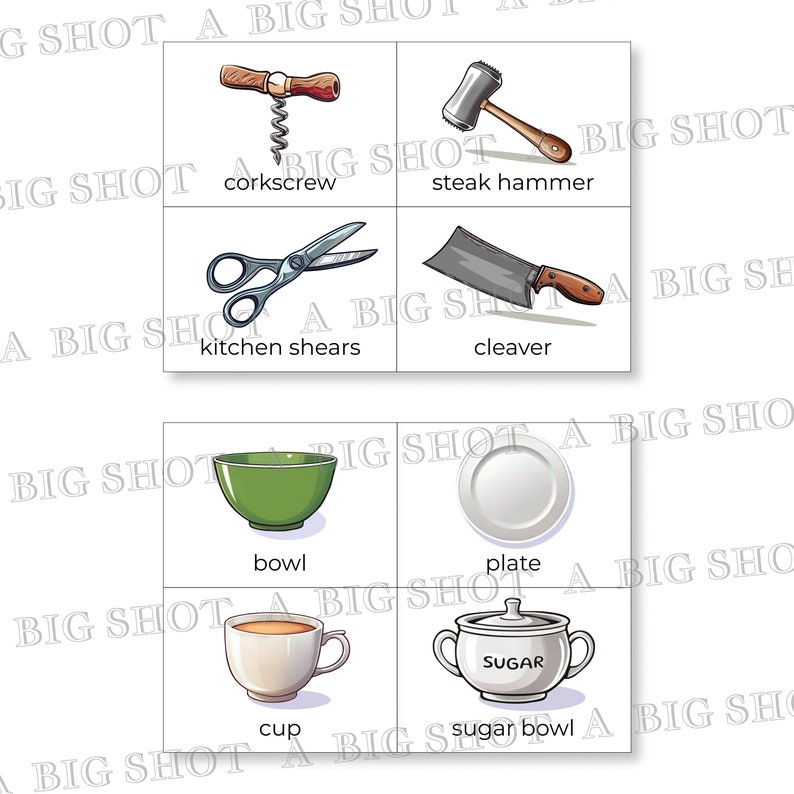 Kitchen Flashcards for Kids | Cookware Educational Cards | Kitchen ...