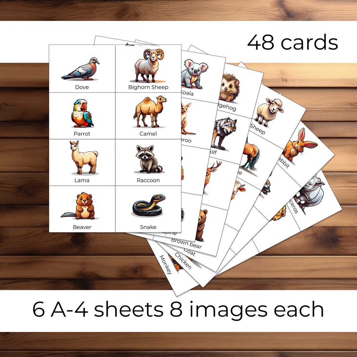 48 Printable Animal Flash Cards for Kids – Nature Learning Cards ...