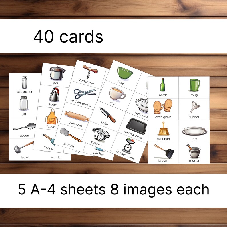 Kitchen Flashcards for Kids | Cookware Educational Cards | Kitchen ...