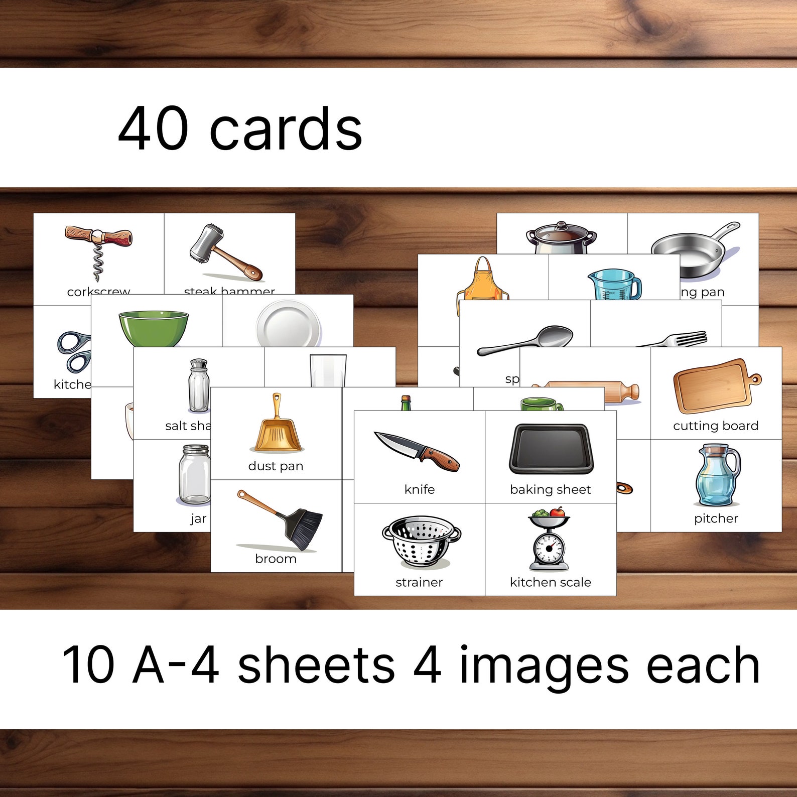 Kitchen Flashcards for Kids | Cookware Educational Cards | Kitchen ...