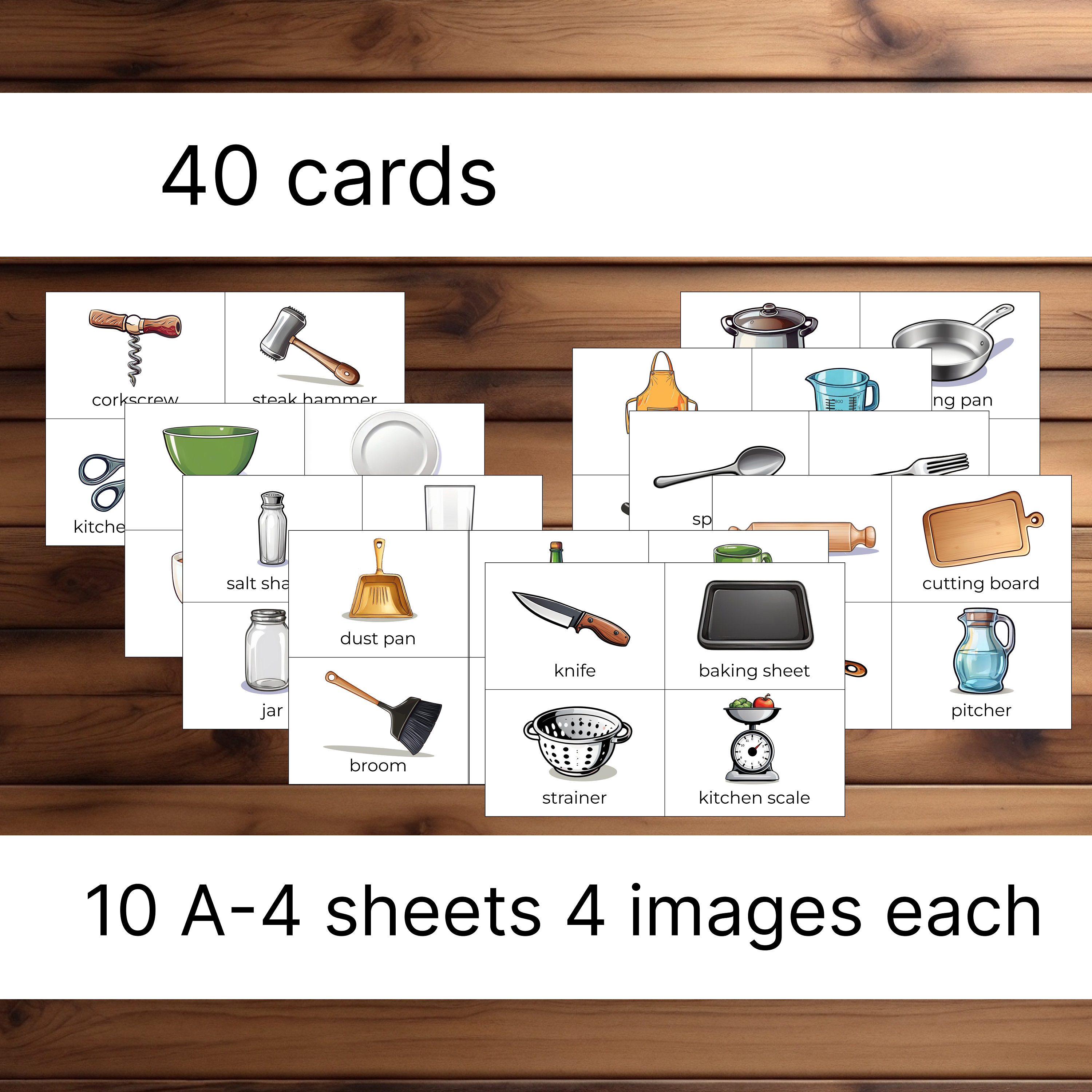 Kitchen Flashcards for Kids | Cookware Educational Cards | Kitchen ...