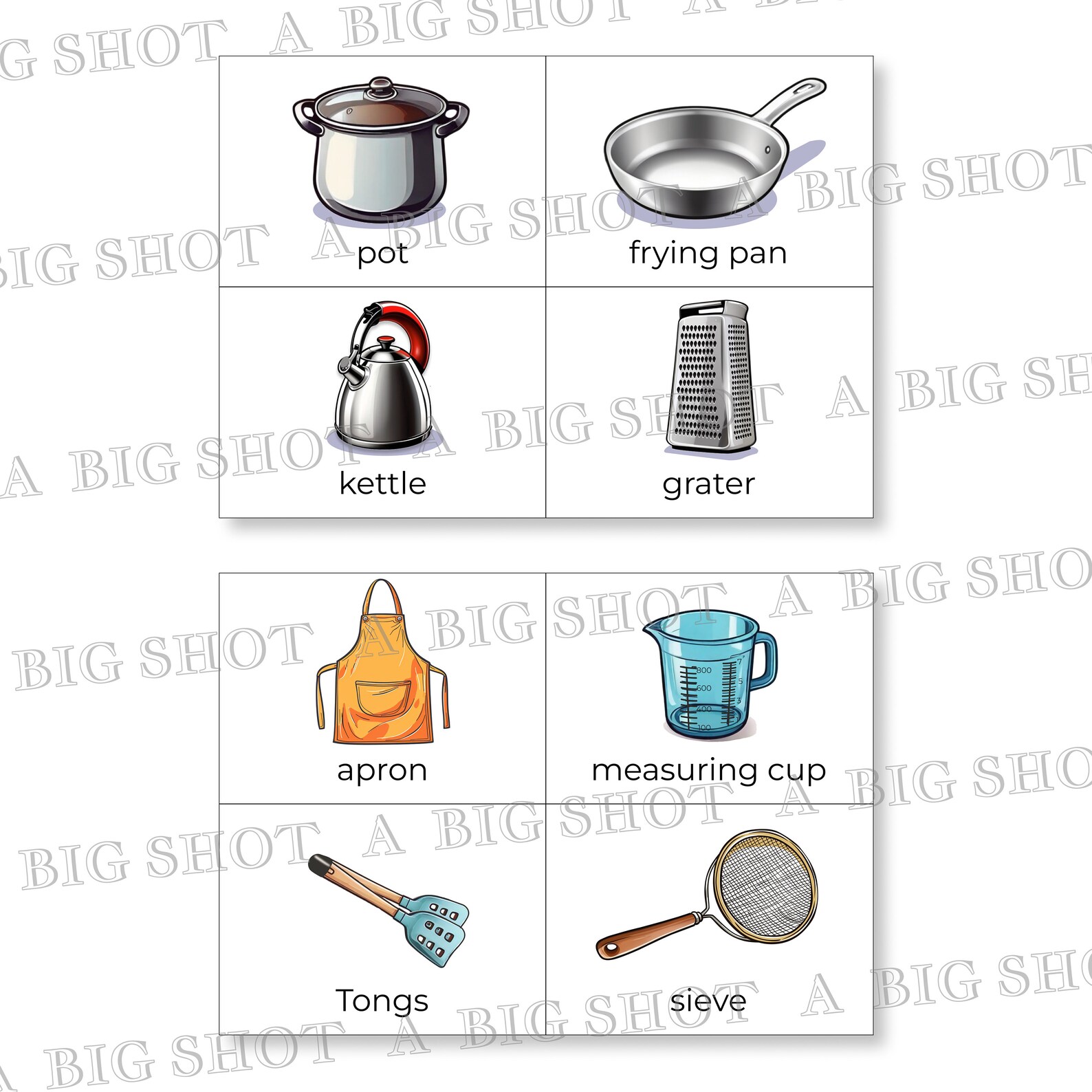 Kitchen Flashcards for Kids | Cookware Educational Cards | Kitchen ...