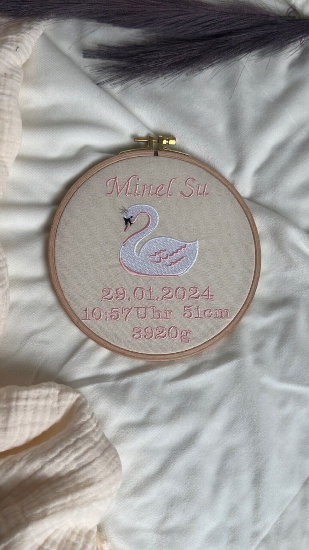Embroidery Frame for Birth, Embroidered Name Plate, Door Sign ...