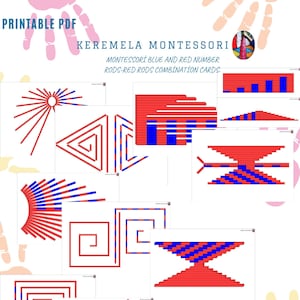 Montessori Blue and Red Number Rods-red Rods Combination Cards.math ...